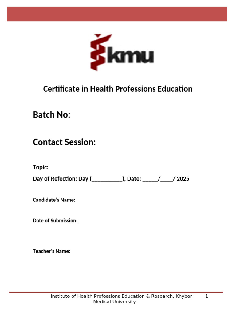 Reflection Submission Template 2025 | PDF