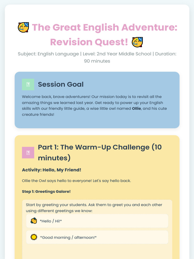 English Revision Adventure for Kids | PDF | Subject (Grammar) | Verb