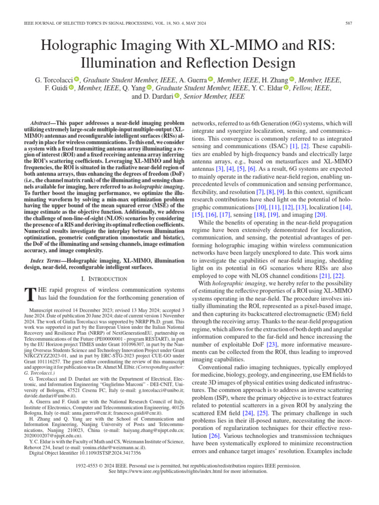 Holographic Imaging With XL-MIMO and RIS Illumination and Reflection ...