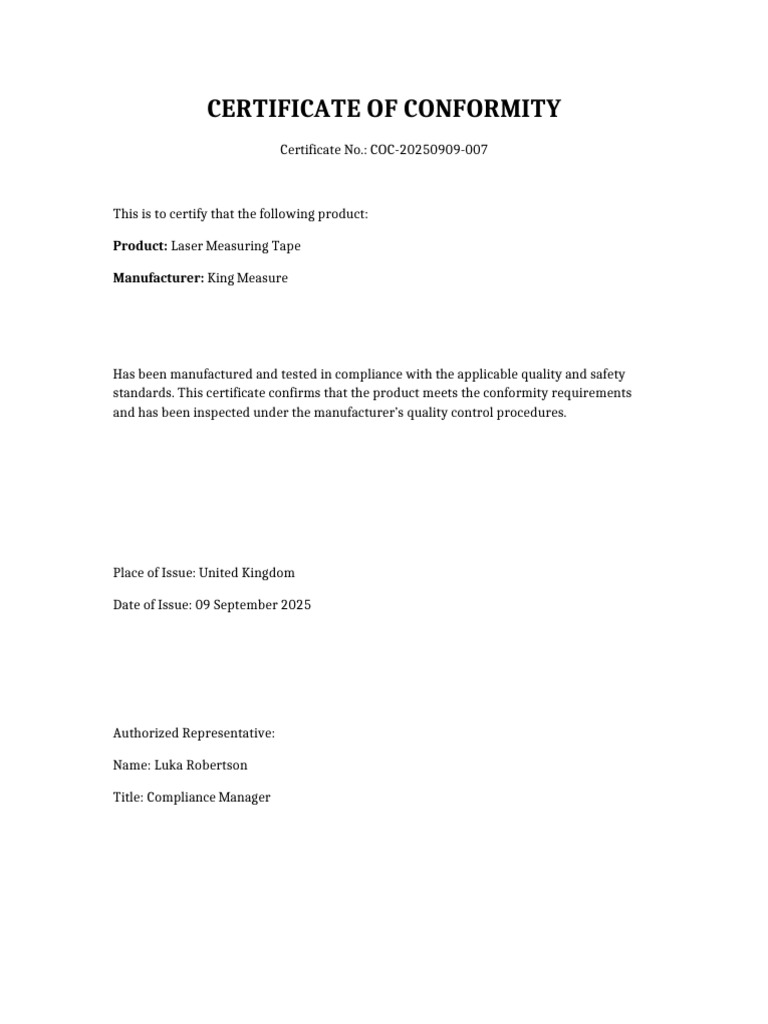 Certificate of Conformity | PDF