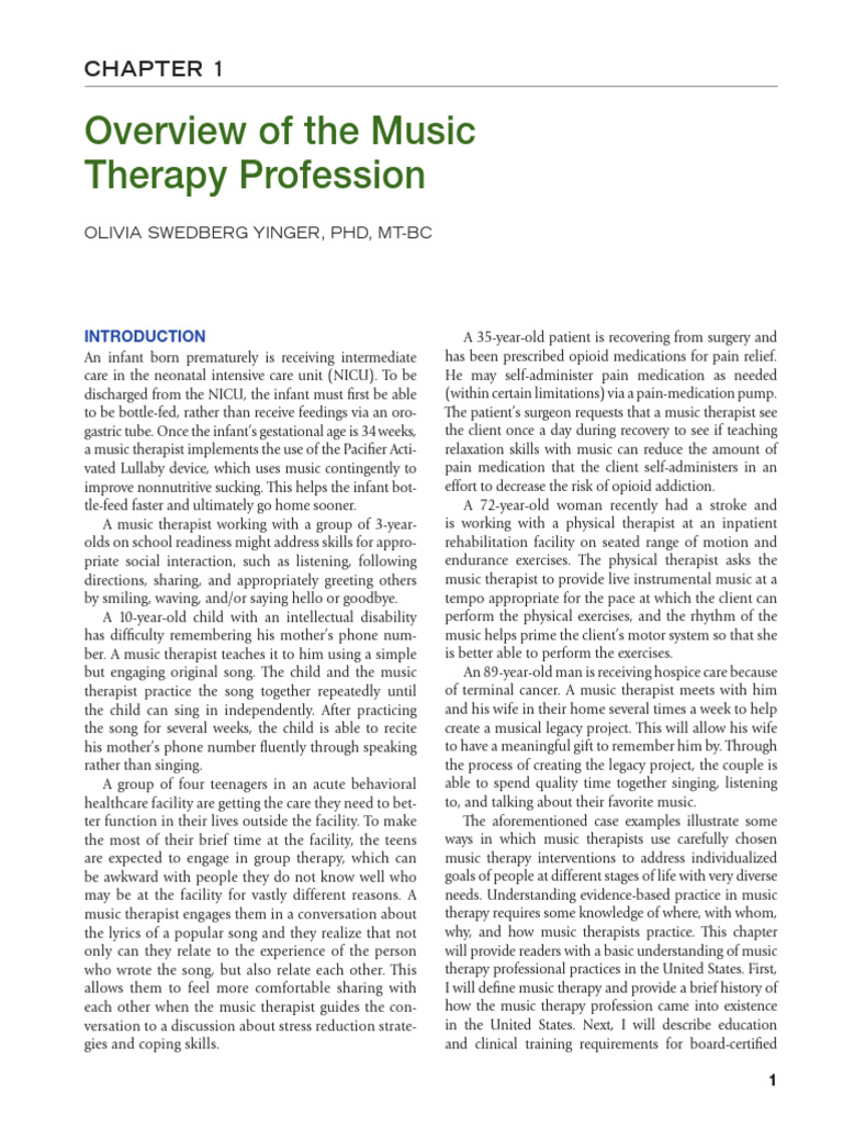 Chapter 1 Overview of The Music TH 2018 Music Therapy Research and ...