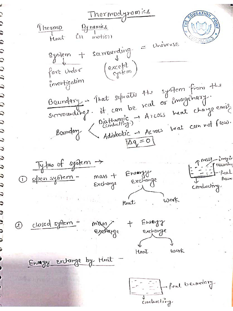Thermodynamics Notes With Ncert Solutions | PDF