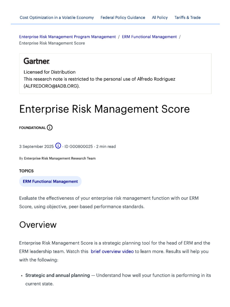 Gartner ERM Score | PDF