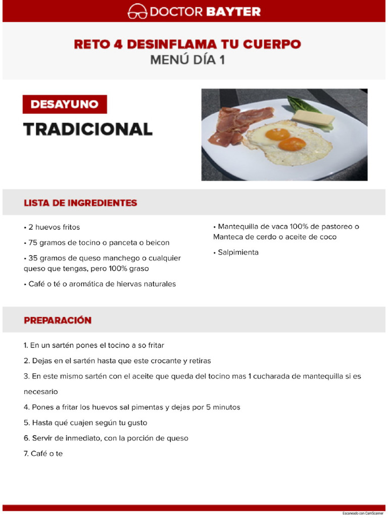 Menu Dia 1 Reto 4 Doctor Bayter | PDF