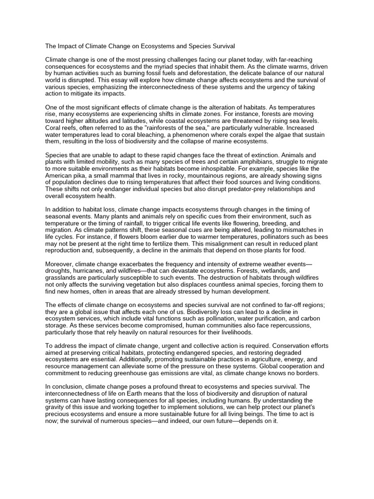 Climate Change's Effects on Ecosystems | PDF | Climate Change | Ecosystem