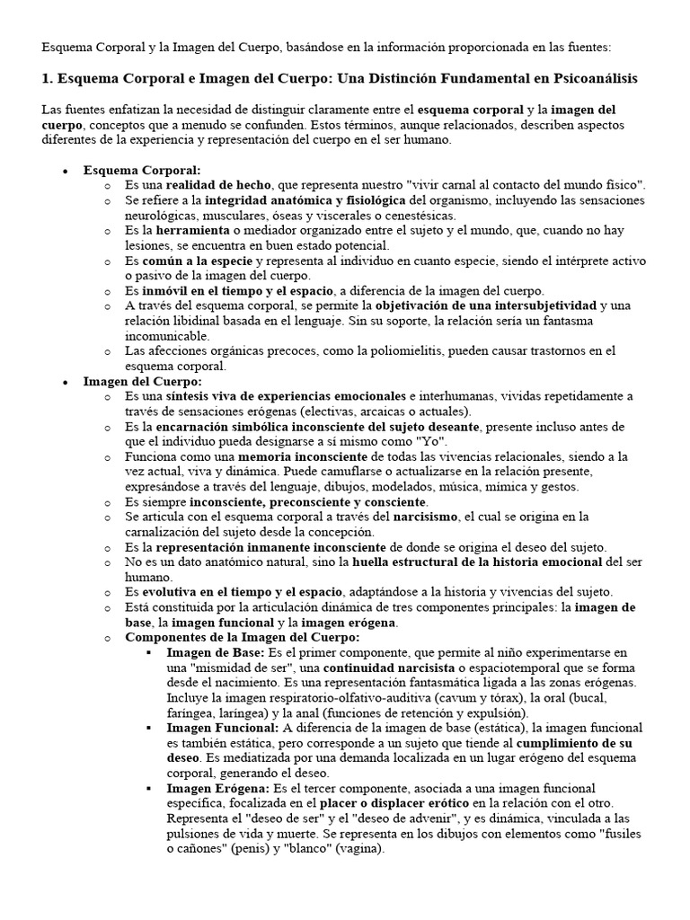 U4 Esquema Corporal y La Imagen Del Cuerpo | PDF | Psicoanálisis | Mente inconsciente