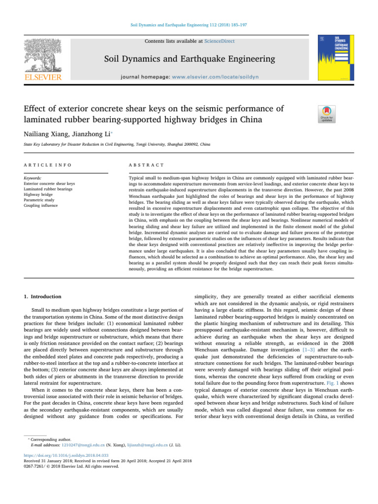 Effect of Exterior Concrete Shear Keys | PDF | Earthquake Engineering ...