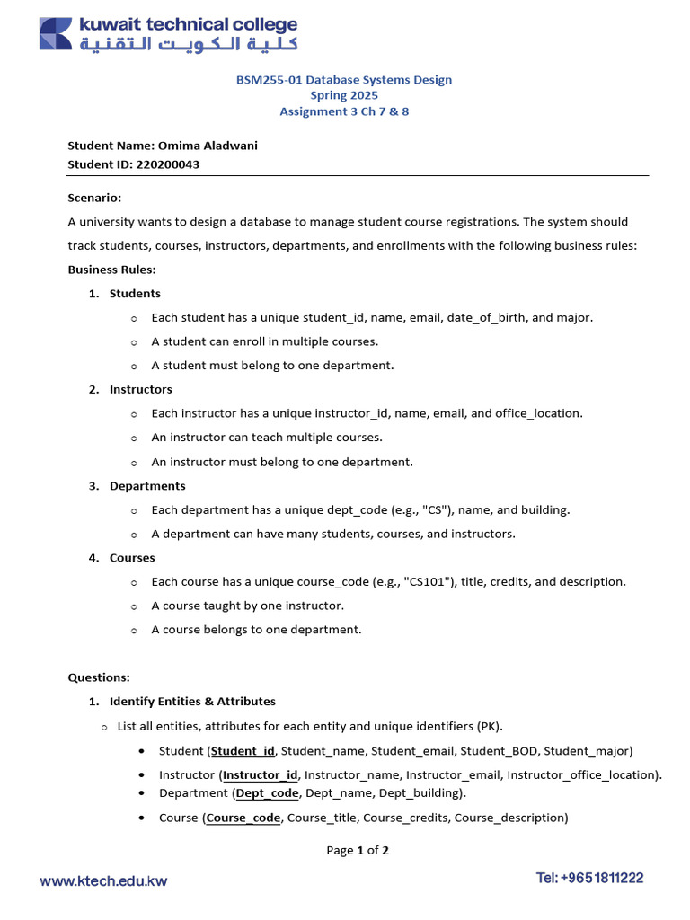 255 Assignment 3 CH 7 8 Conceptual Data Modeling | PDF | Databases | Data Model