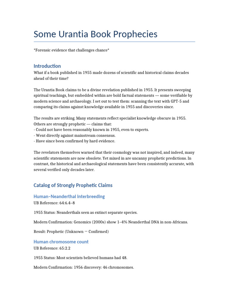 Fulfilled Prophecies of The Urantia Book | PDF | Prophecy | Neanderthal