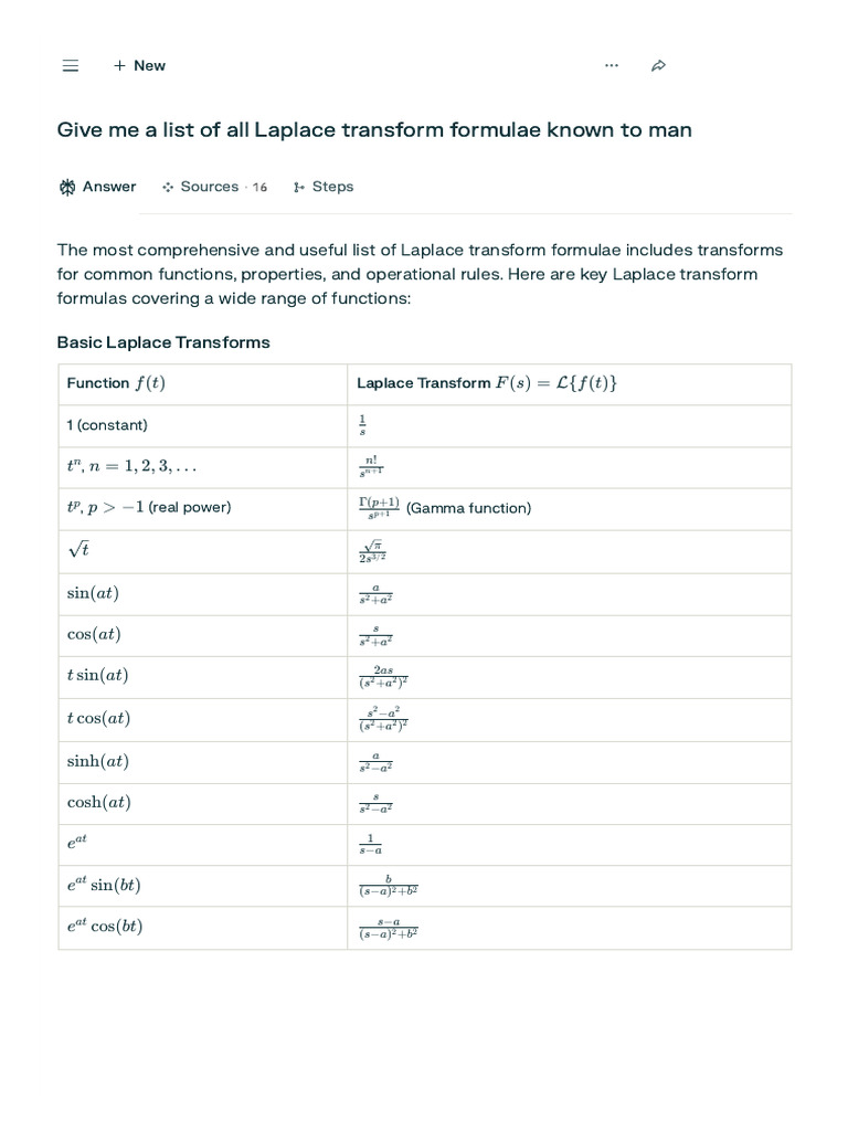 Give Me A List of All Laplace Transform Formulae Known To Man | PDF ...
