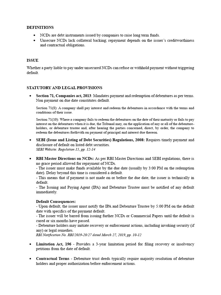 Non Convertible Debentures | PDF | Debenture | Securities (Finance)