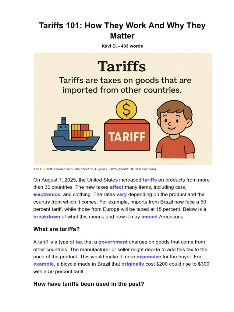 Tariffs 101 - How They Work and Why They Matter | PDF | Tariff | Taxes
