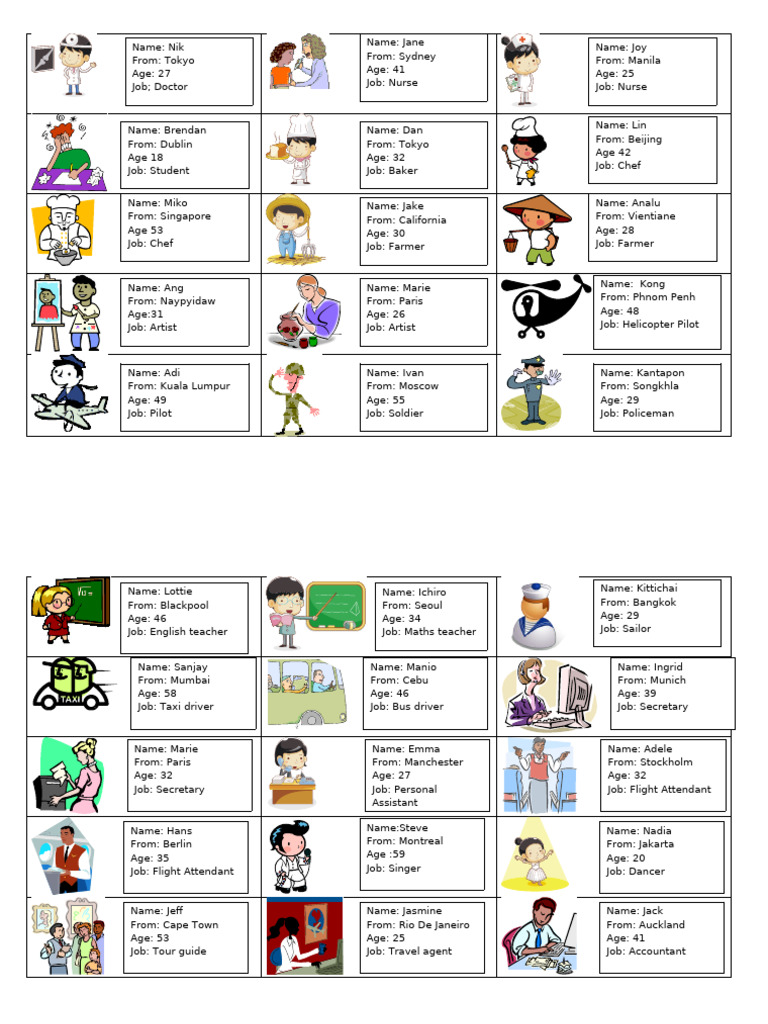 Personal Information 1 Roleplay Cards Activities Promoting Classroom ...