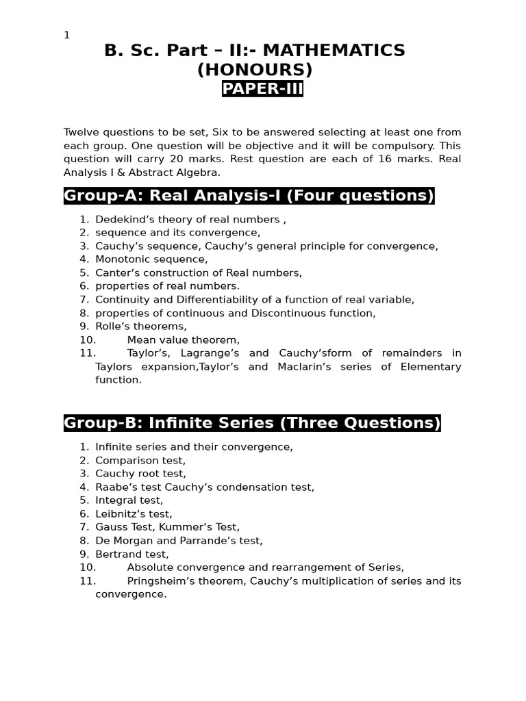 BSC Part 2 Syllabus | PDF | Group (Mathematics) | Ring (Mathematics)