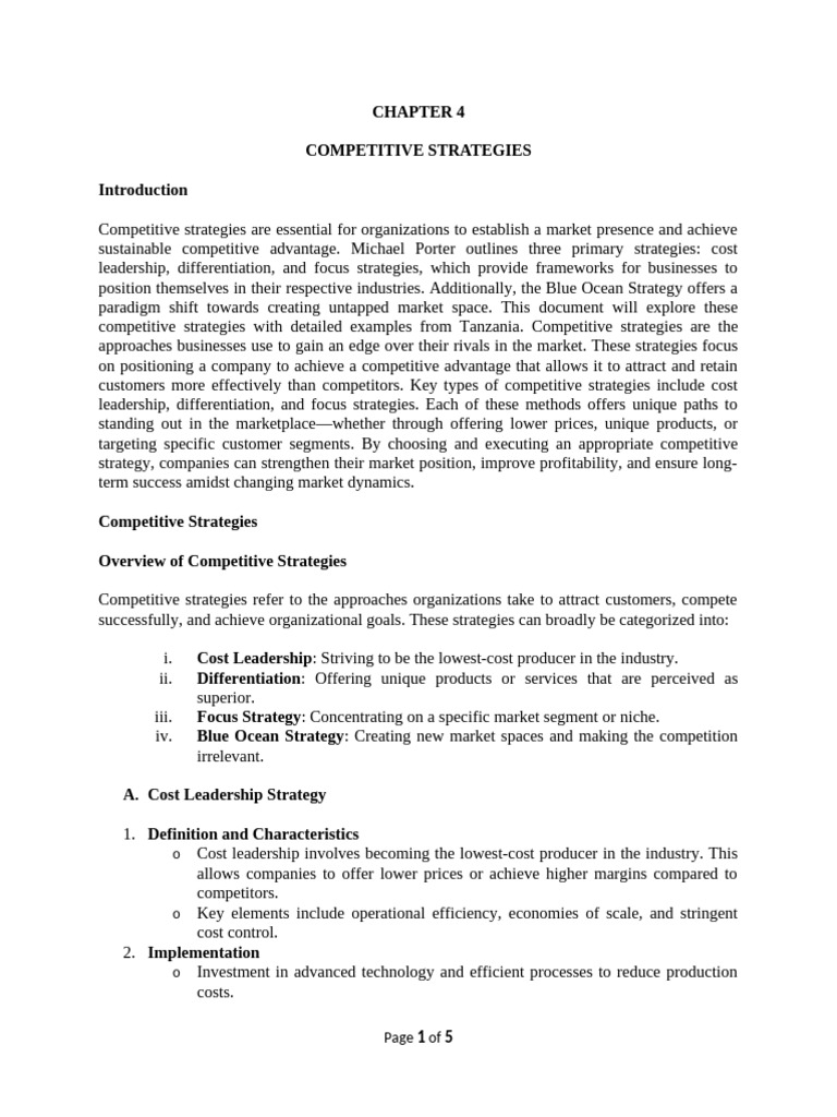 Competitive Strategies in Tanzania | PDF | Strategic Management ...