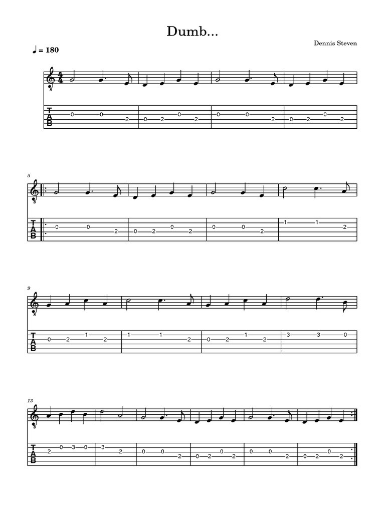 Dumb... Easy Guitar | PDF
