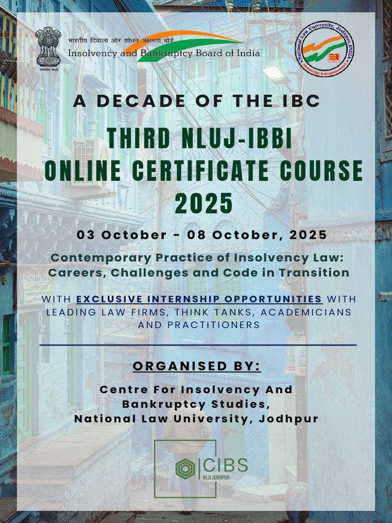 (Brochure) Third NLUJ-IBBI Online Certificate Course, 2025 | PDF ...