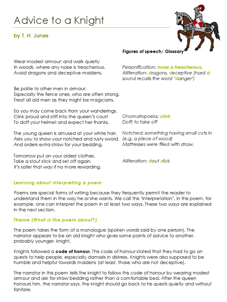 Advice to a Knight | Poetry | Fiction & Literature | Free 30-day Trial ...