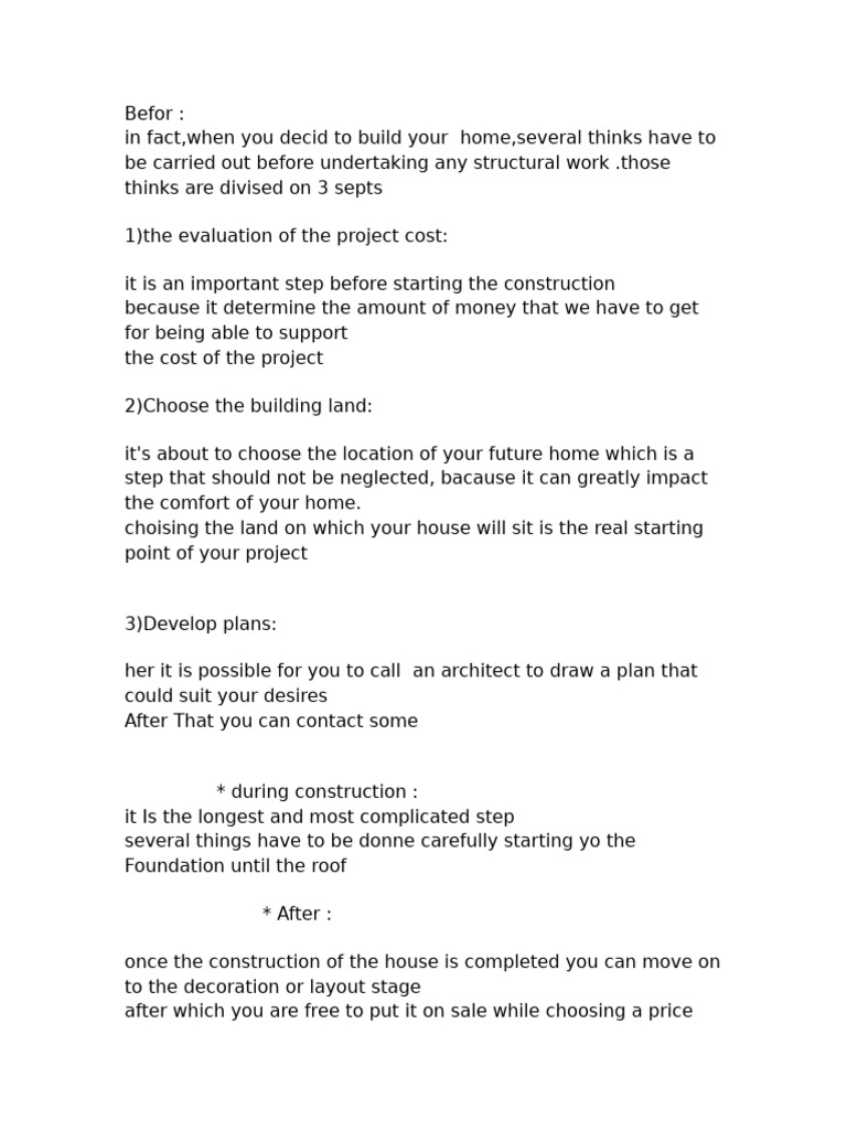 Home Construction Steps and Costs Guide | PDF