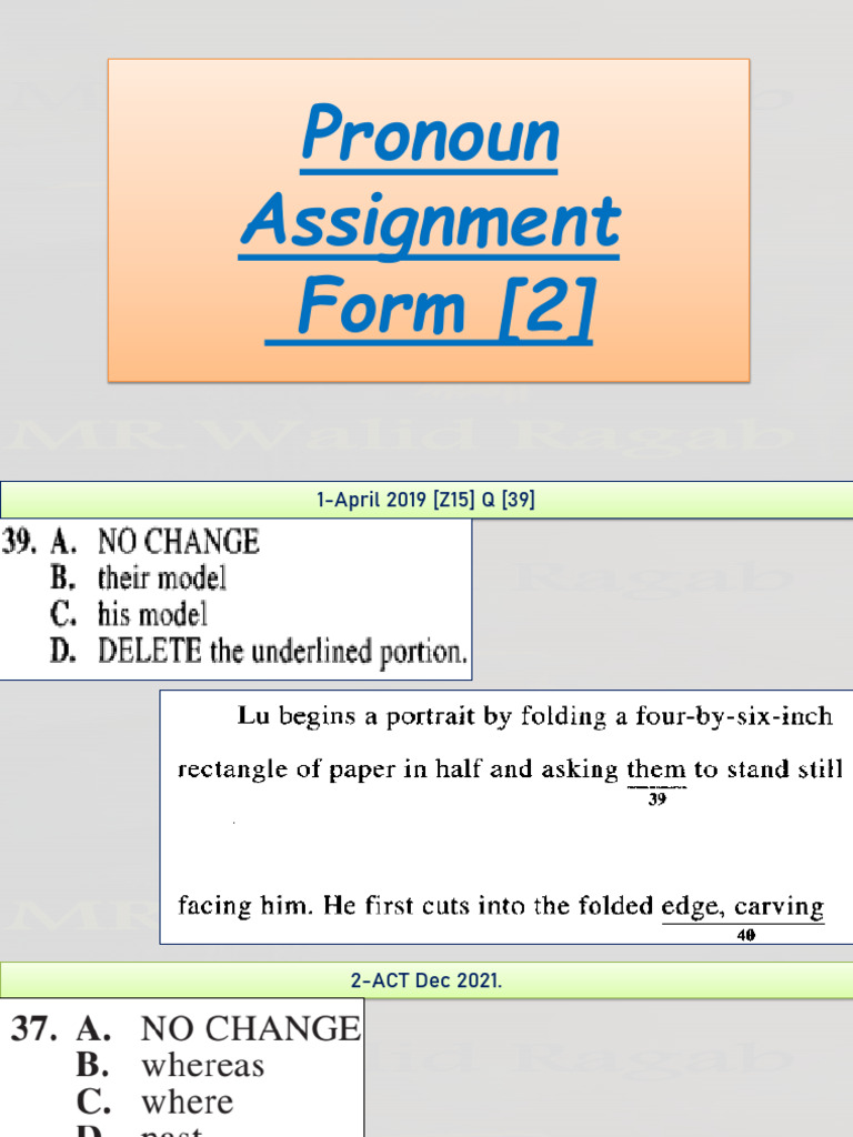 ACT - Pronoun.assignment Form | PDF