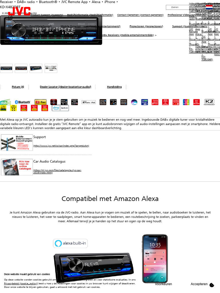 Autoradio JVC - KD-X482DBT Receiver - DAB+ Radio - Bluetooth® - JVC Remote App - Alexa - Iphone ...