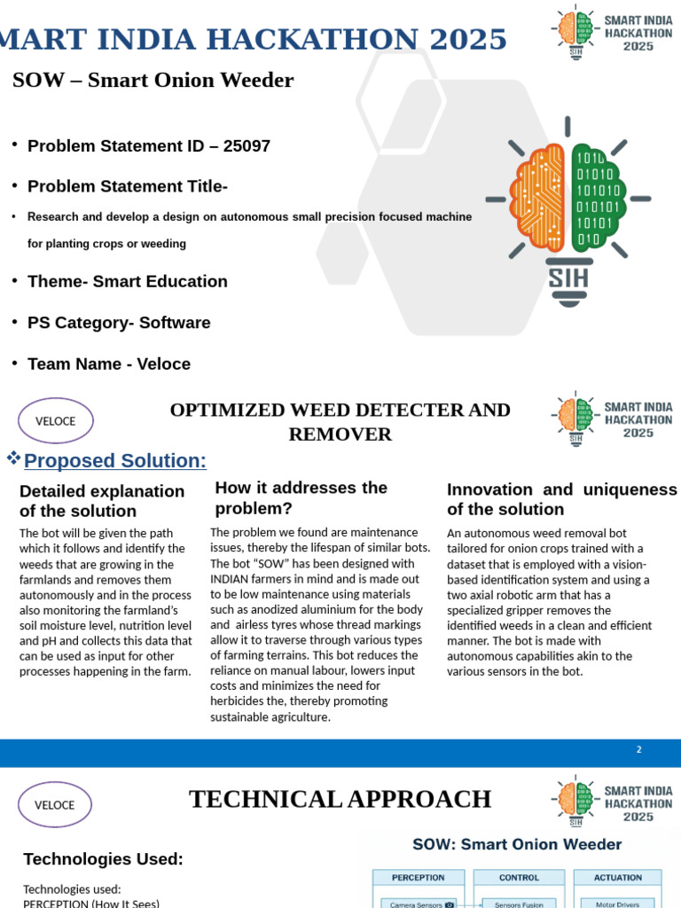 SOW SIH Presentation | PDF | Agriculture | Weed
