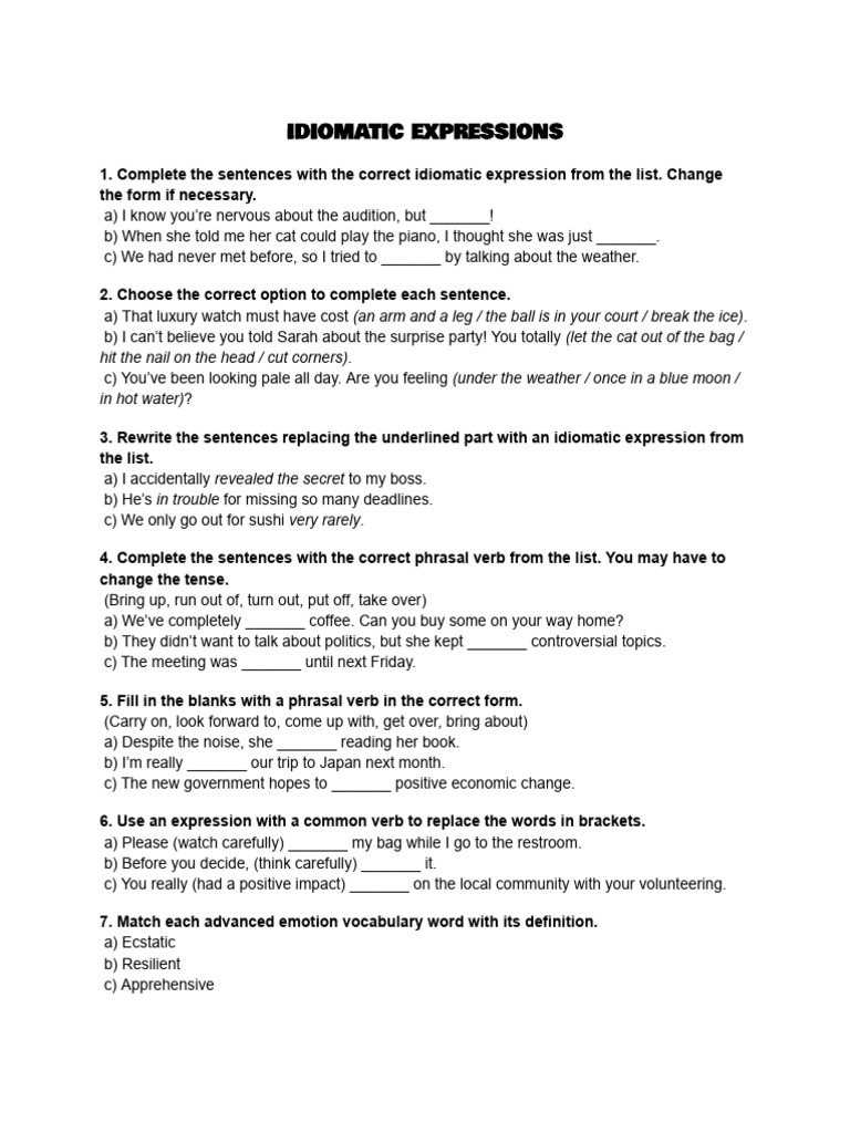 Idiomatic Expressions | PDF