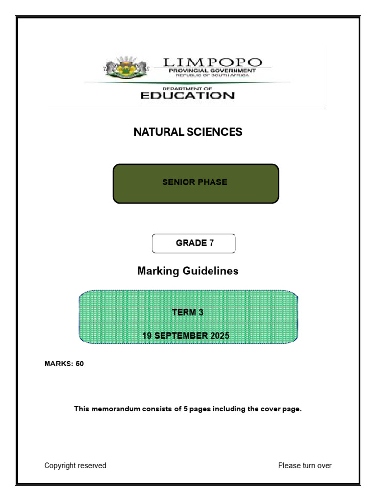Grade 7 Natural Sciences Test Memo | PDF | Heat Transfer | Thermal ...