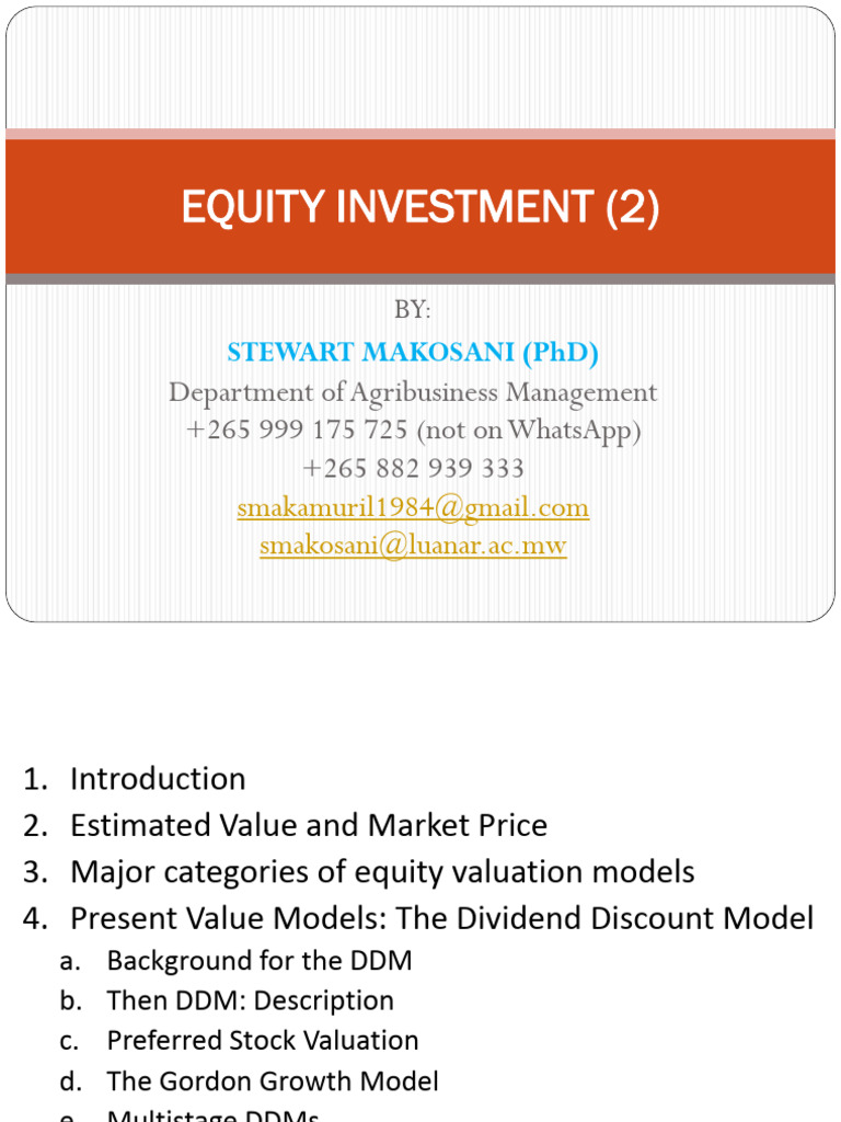 Session 4 Equity Investment (2) 221205 160734 | PDF | Valuation ...