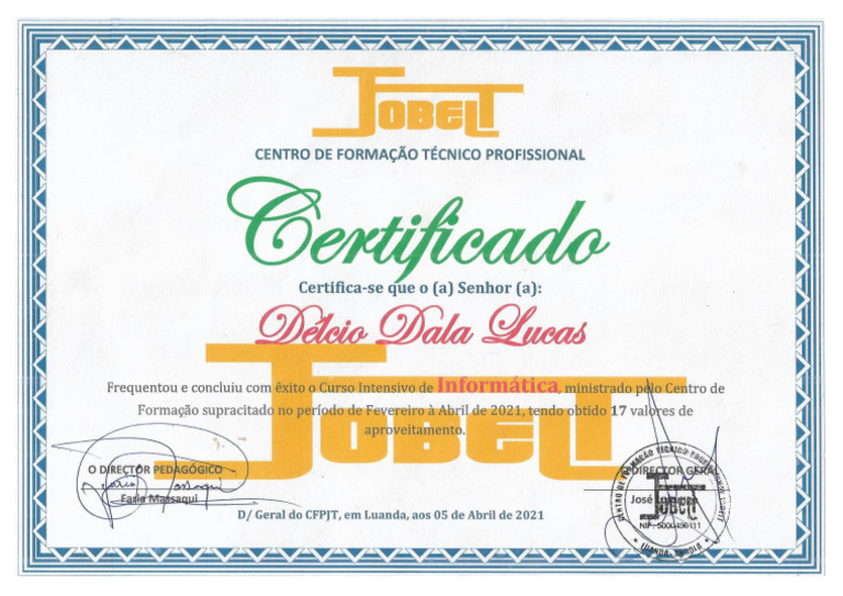 Certificado Jobel | PDF