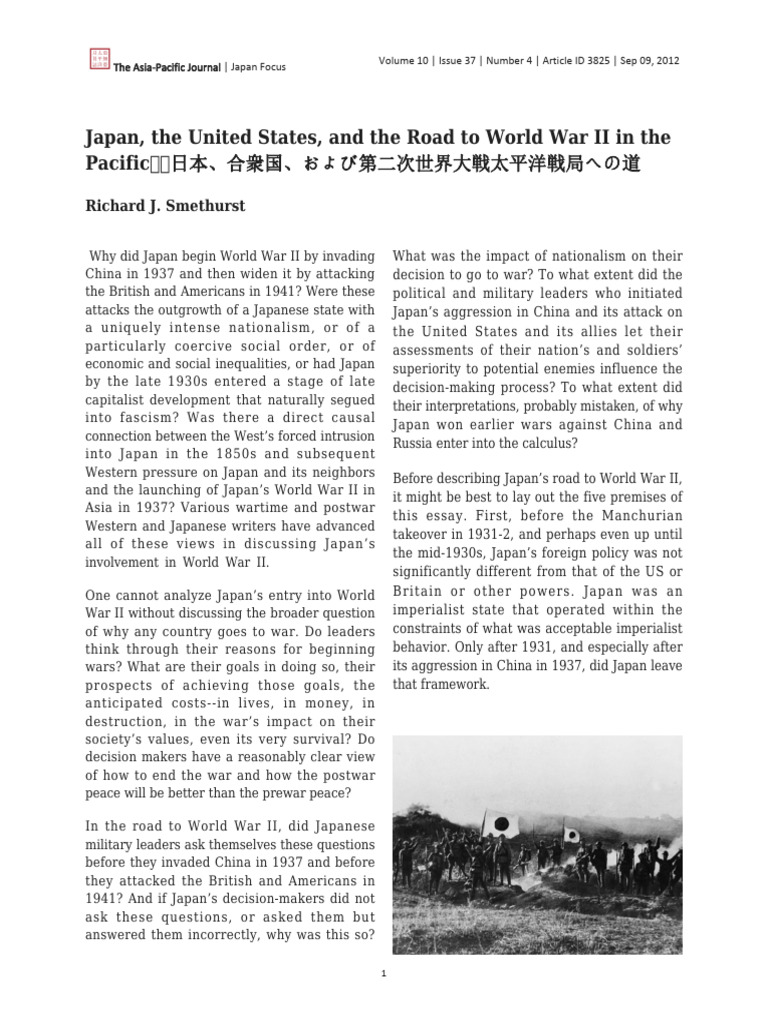 Japan, The United States, and The Road To World War II in The Pacific ...
