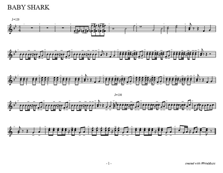 Baby Shark Music Notation Guide | PDF