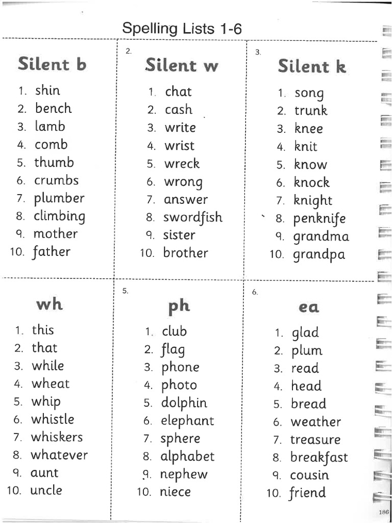 Spelling Lists 1 6 | PDF