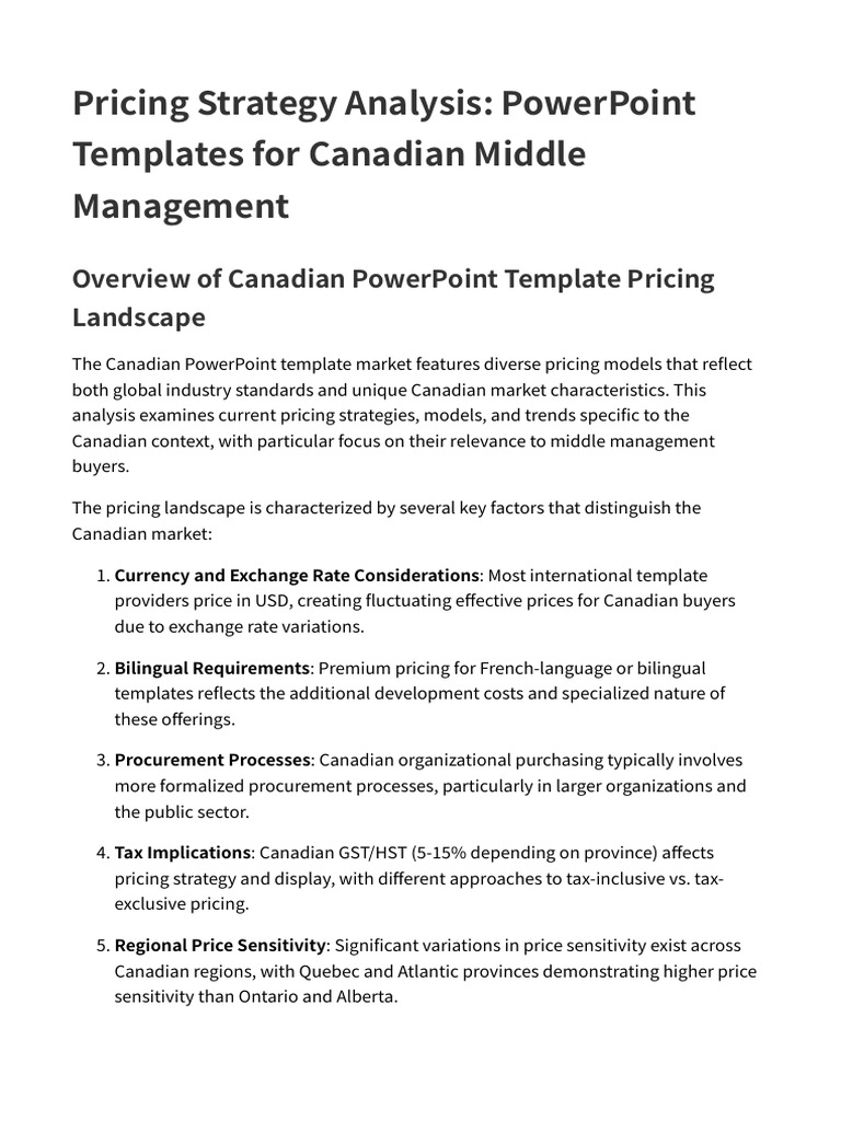 Pricing Strategy Analysis - PowerPoint Templates For Canadian Middle ...