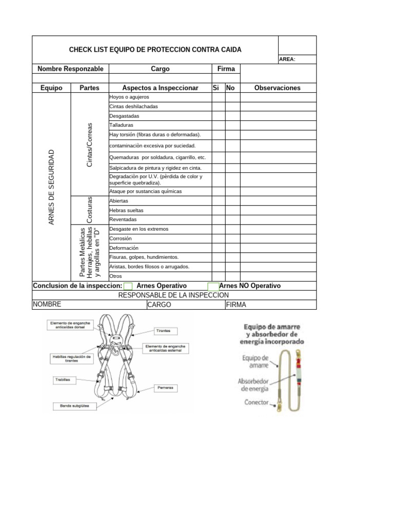 Checklist de Inspección de Arnés de Seguridad | PDF