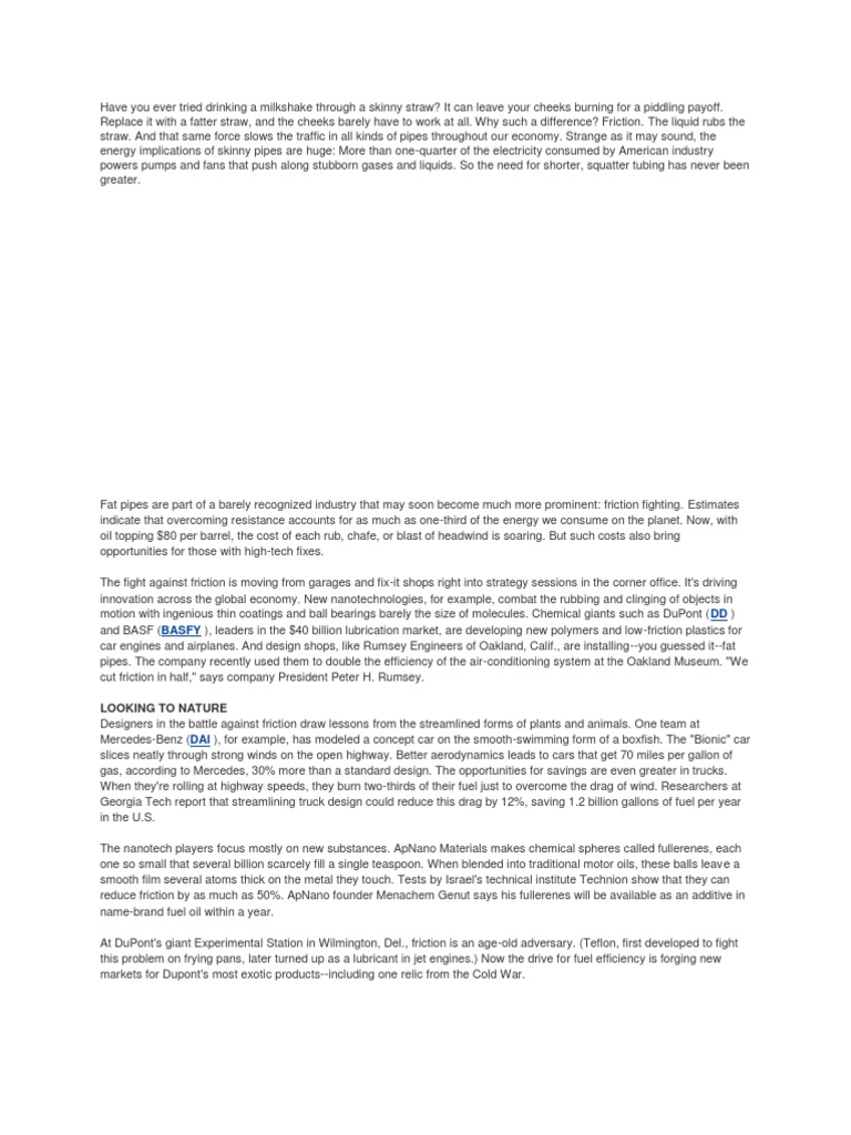 Cutting Friction To Save Energy | PDF | Friction | Oil