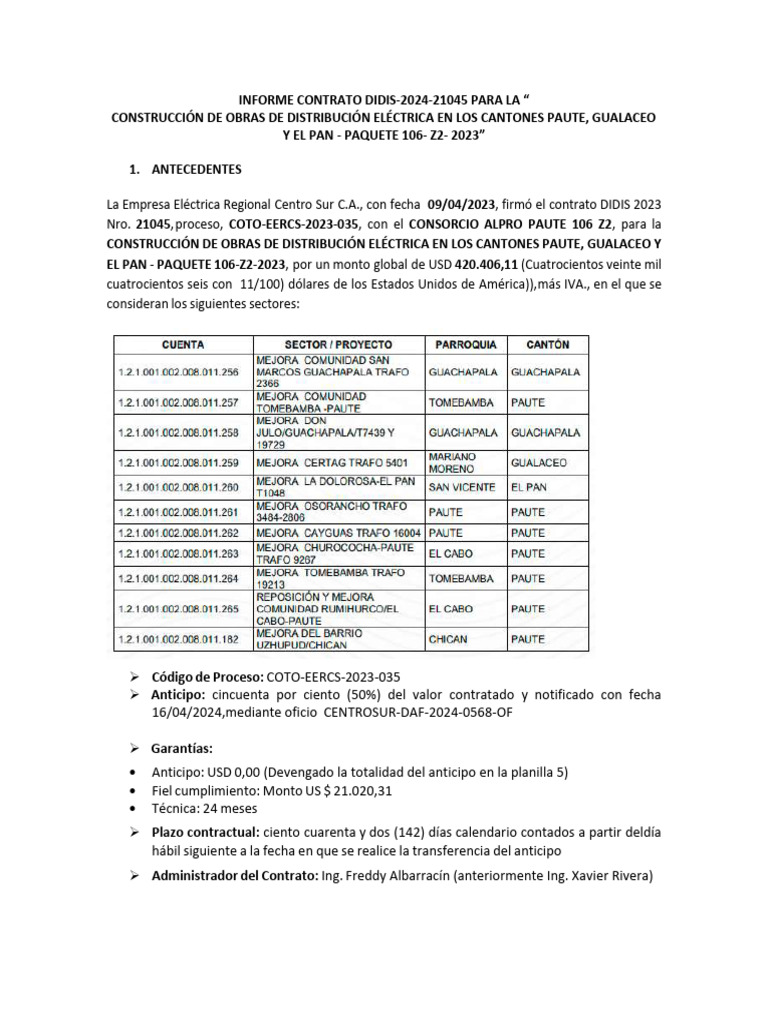 Informe sobre Contrato DIDIS 2024-21045 | PDF