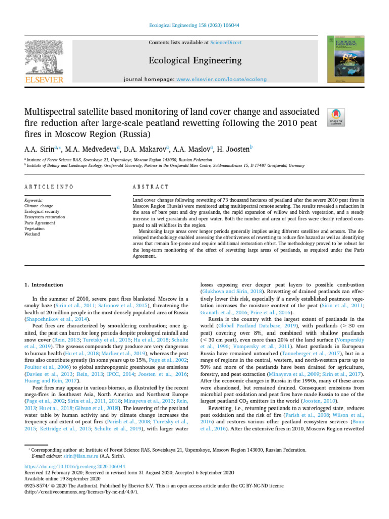 Peatland Rewetting and Fire Reduction Analysis | PDF | Peat | Wetland