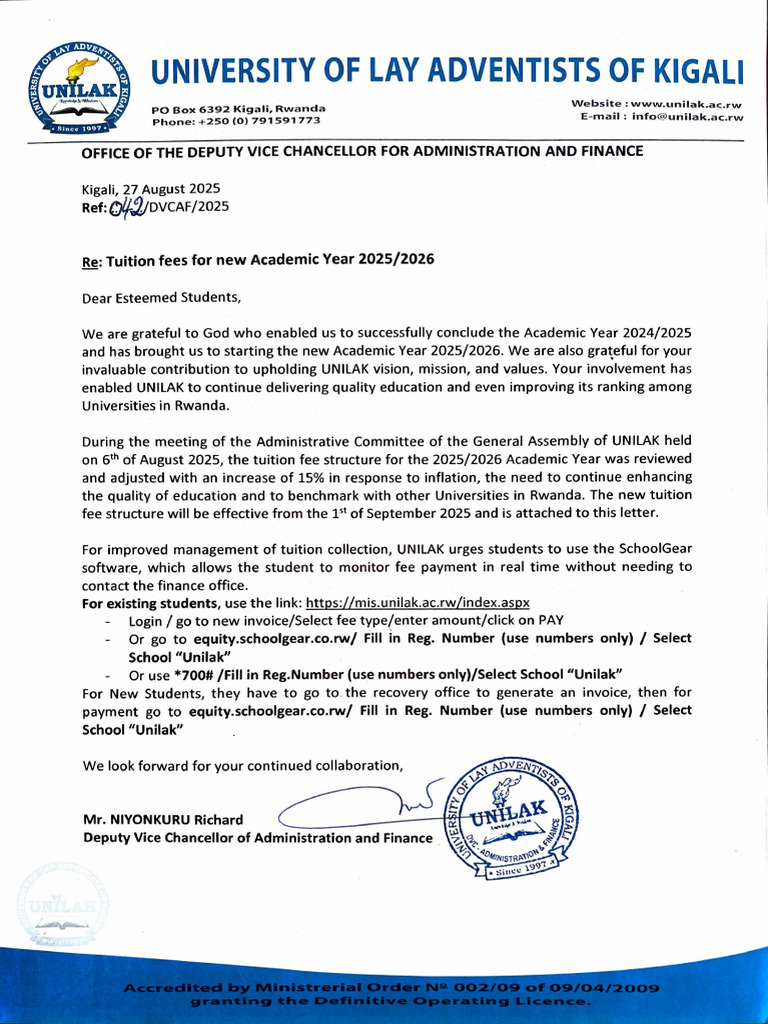 UNILAK Tuition Fees Structure 2025/2026 | PDF