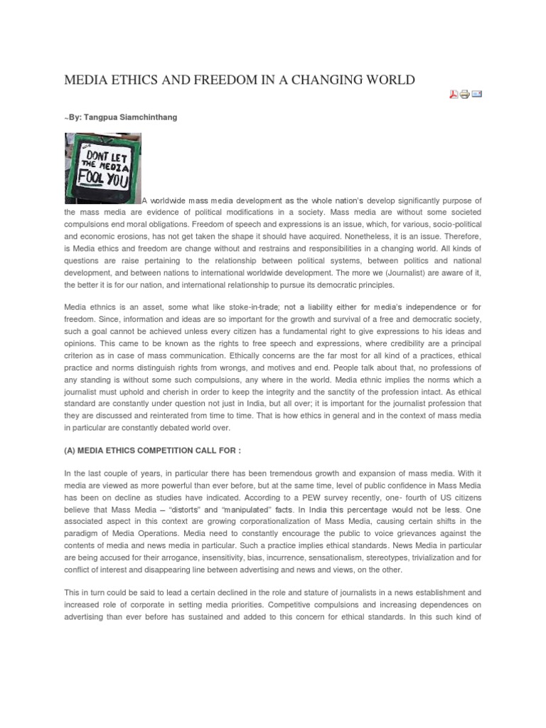 Media Ethics and Freedom in A Changing World | PDF | Social Media ...
