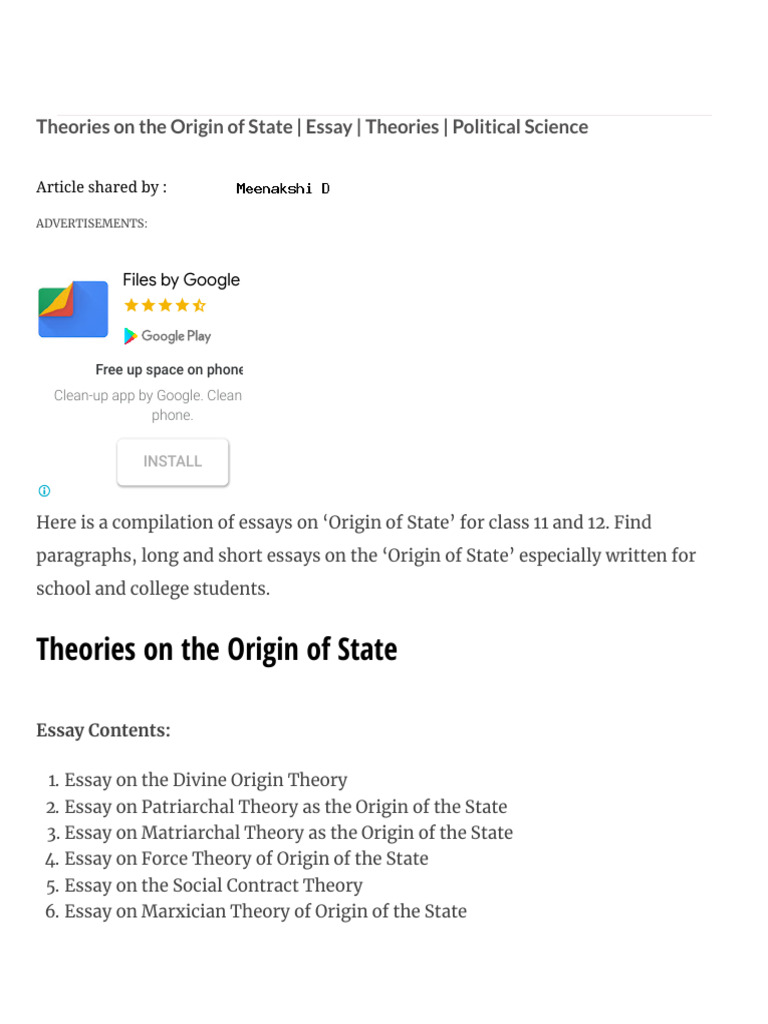 Theories of State Origin Explained | PDF | Social Contract | Sovereignty