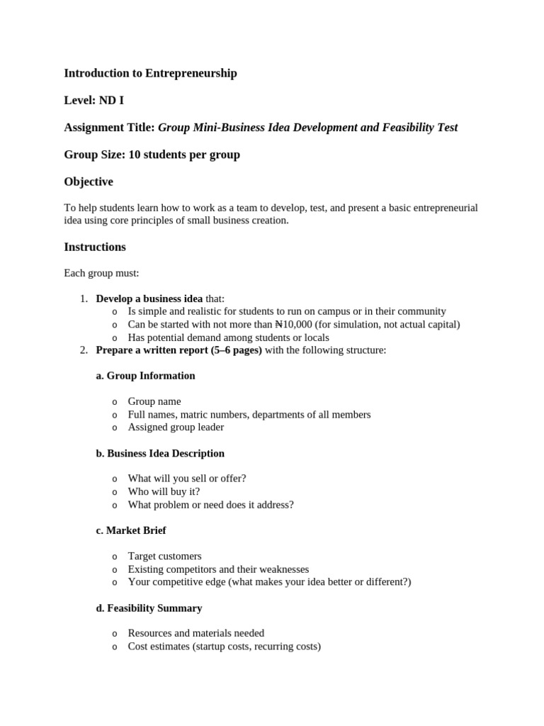 Mini-Business Idea Development Guide | PDF