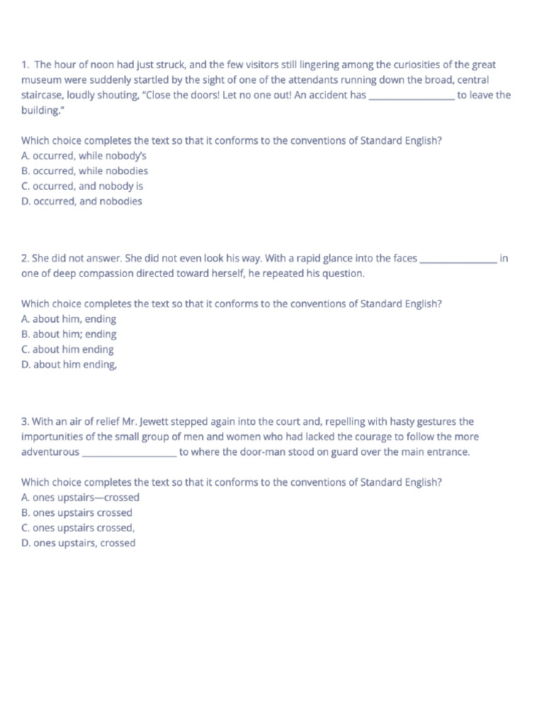 Punctuation Practice Questions | PDF
