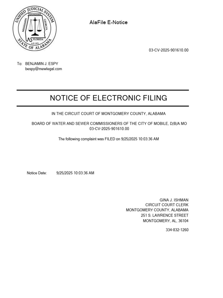 Alabama Circuit Court E-Notice Filing | PDF | Invasive Species | Mobile
