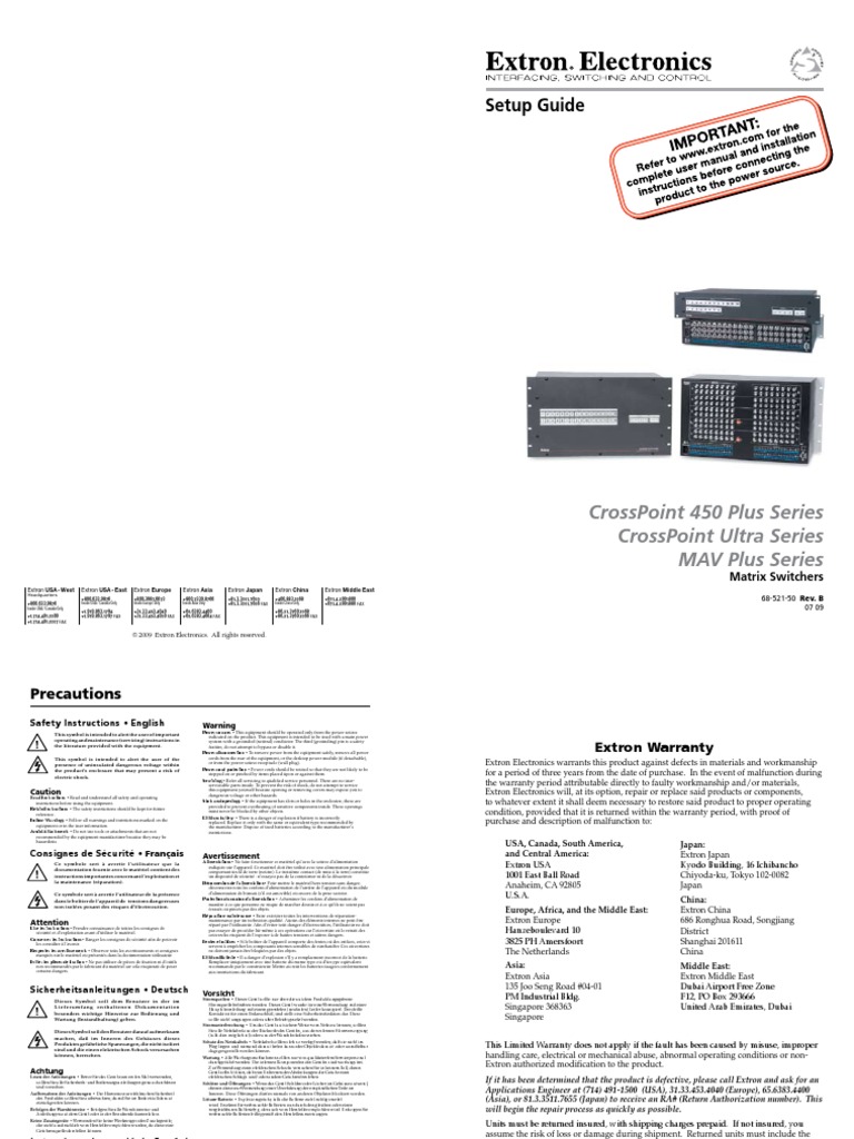 Setup Guide: Crosspoint 450 Plus Series Crosspoint Ultra Series Mav ...