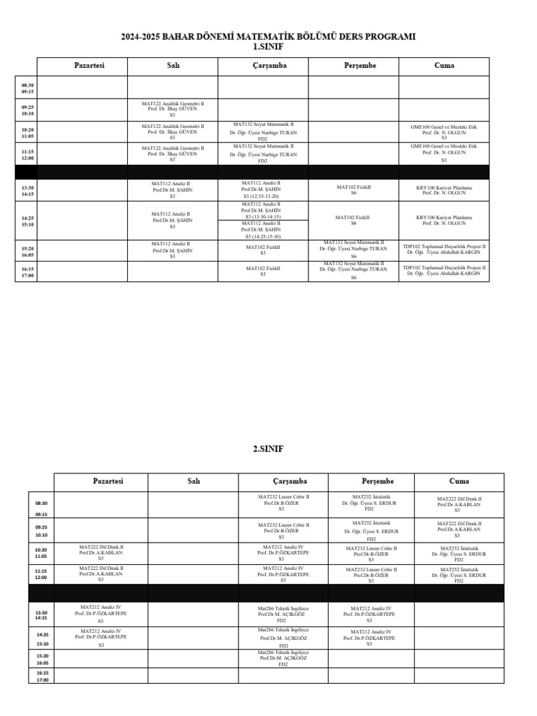 Ders Programi | PDF