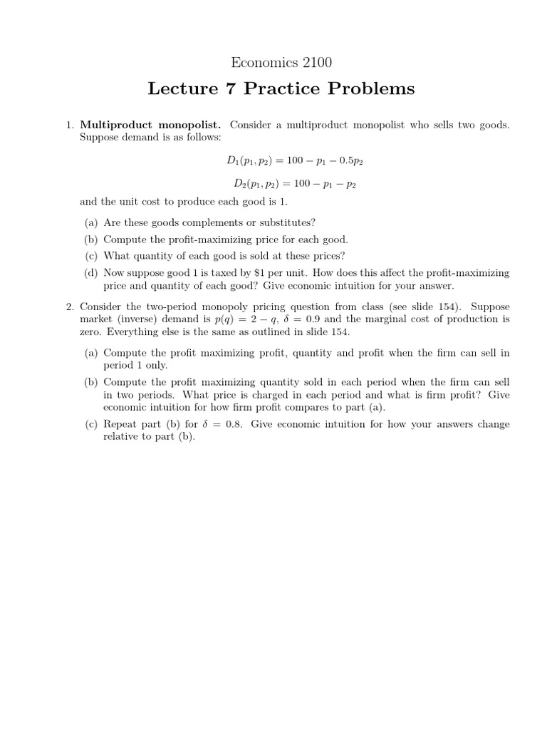PracticeProblems Lecture7 | PDF