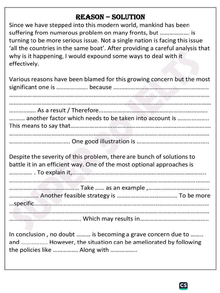 Reason Solution Essay | PDF