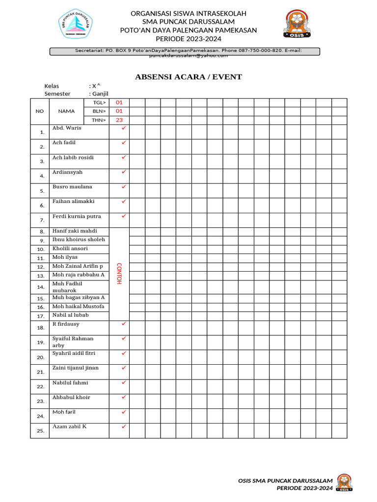 Absensi Acara | PDF
