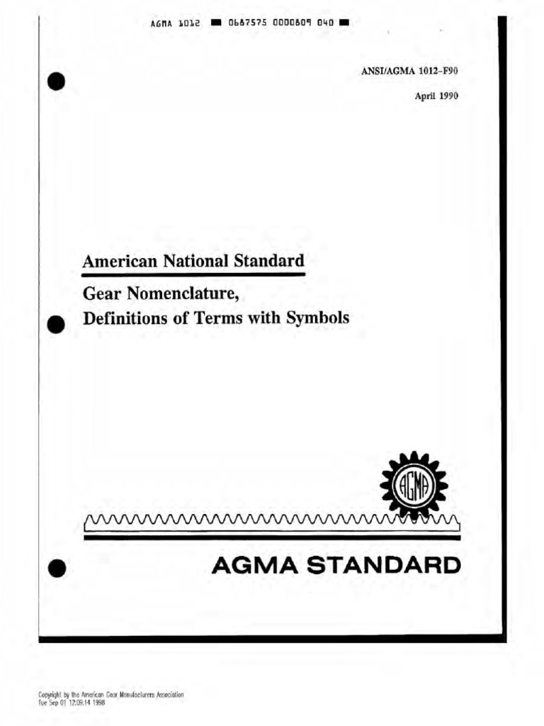 AGMA Gear Nomenclature Standards | PDF | Gear | Euclidean Geometry